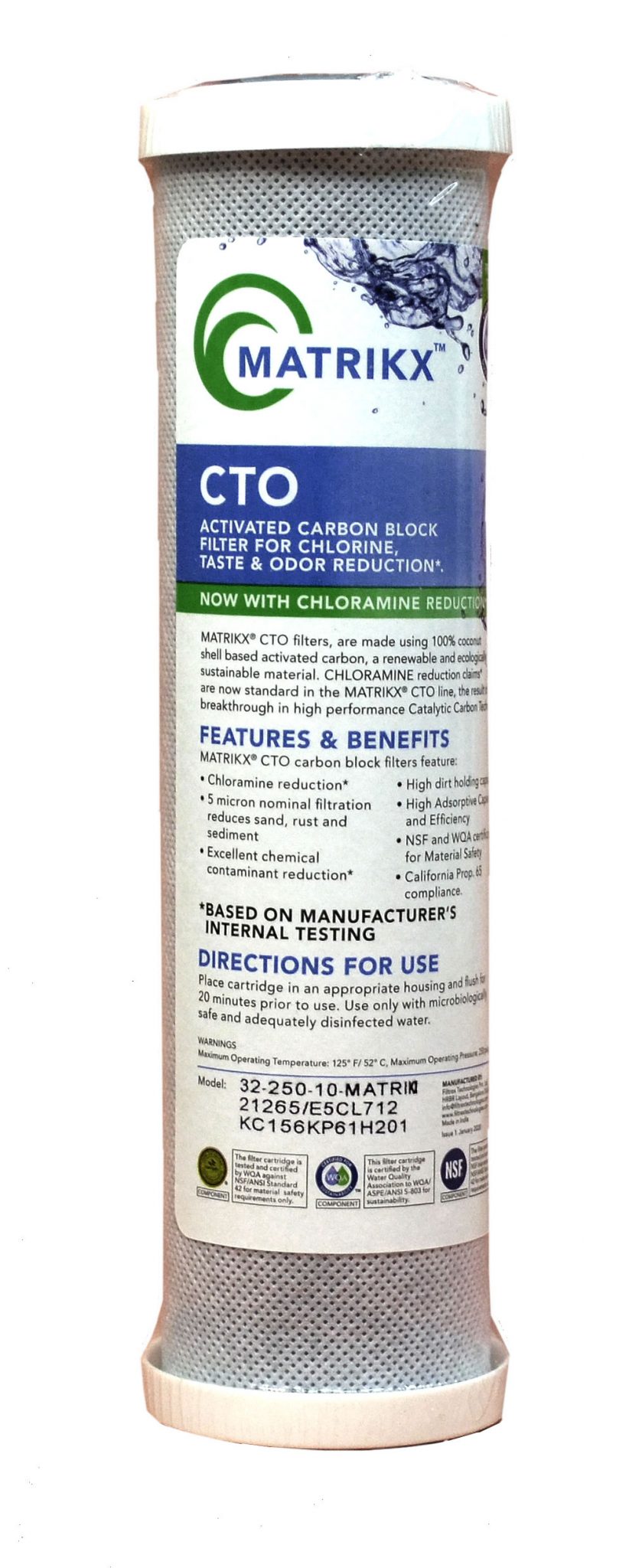 活性炭フィルターCTO 10インチ 32-250-10 | 軟水工房